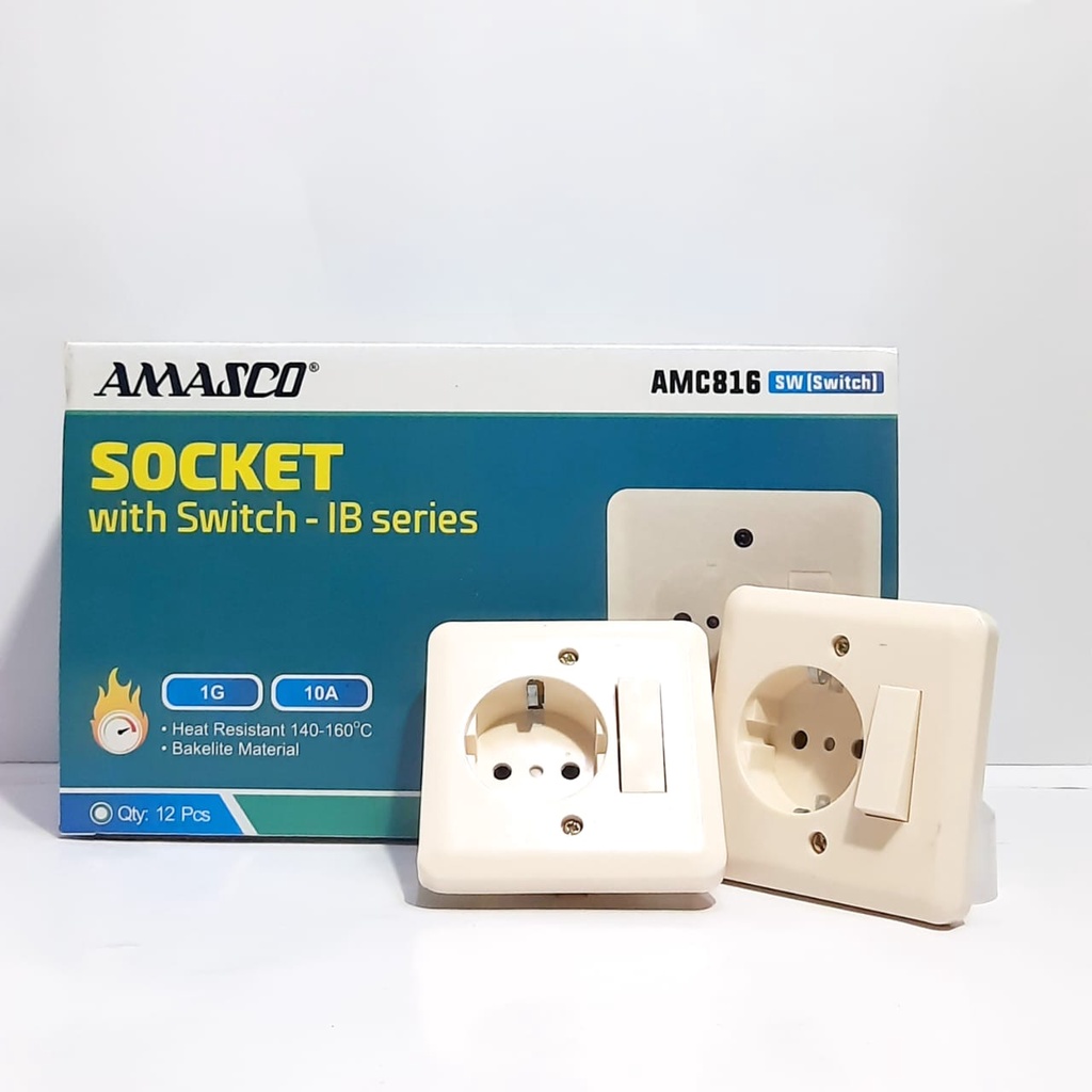 Jual AMASCO STOP KONTAK DENGAN SAKLAR IB SERIES 1G AMC816SW | Shopee ...