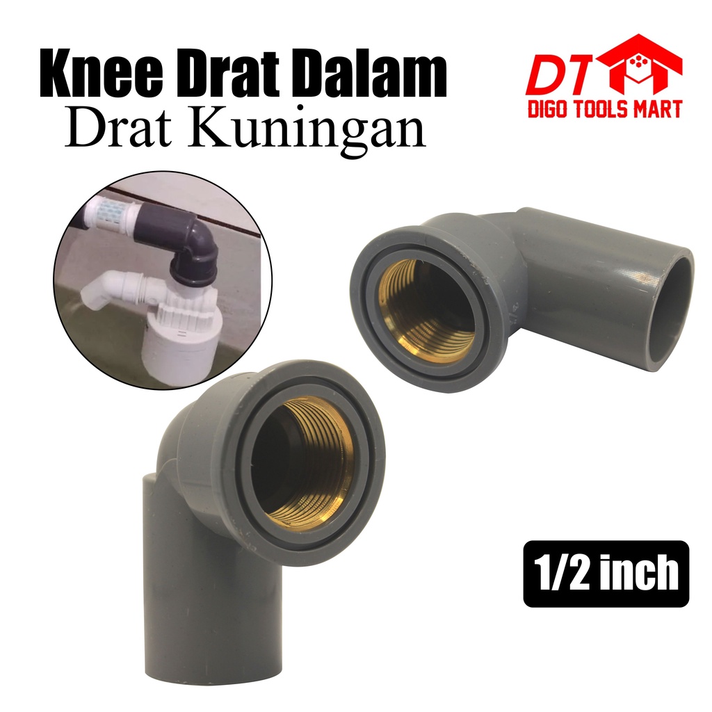 Jual Knee Drat Dalam Drat Kuningan KDD Ukuran1/2 inci | Shopee Indonesia