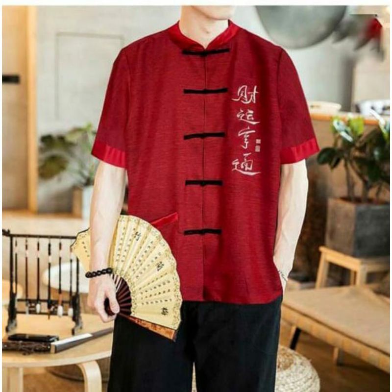 Jual CHEONGSAM PRIA ATASAN KEMEJA BAHAN SILK | Shopee Indonesia