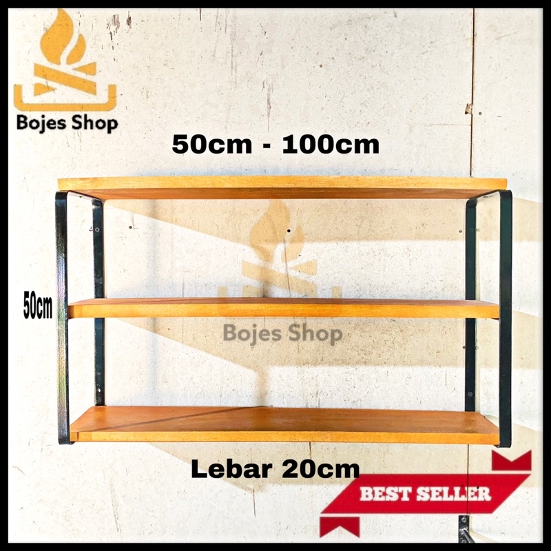 Jual Rak tempel dinding ambalan 3 susun rak penyimpanan bumbu dapur ...
