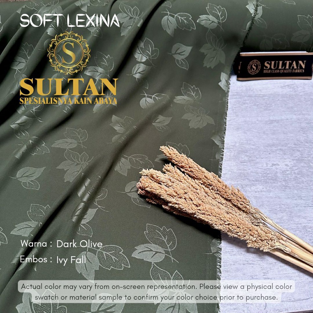 Jual 50CM EMBOS IVY FALL SOFT LEXINA DARK OLIVE KAIN ABAYA SULTAN ...