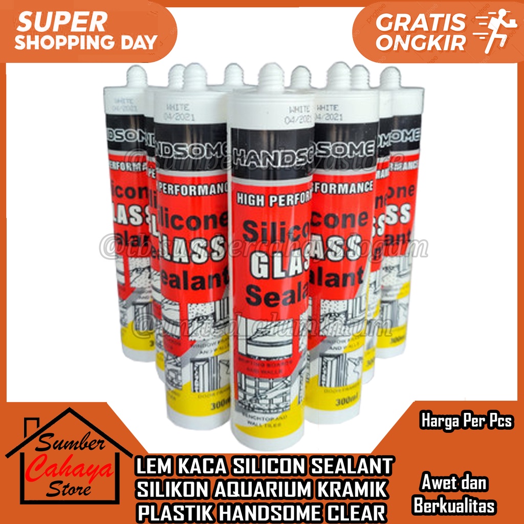 Jual Handsome Sealent Salent Lem 300 Kaca Lem Silicon Sealant Kaca Botol Silicone Silikon Silen ...