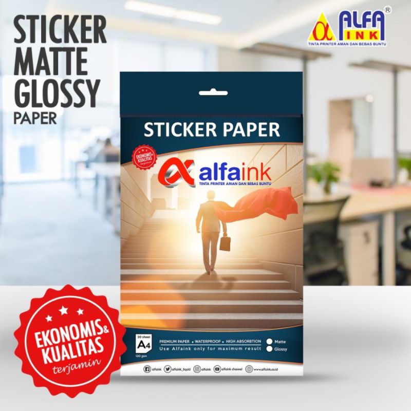 Jual Sticker Paper / Kertas Stiker merk Alfaink A4 130 gsm | Shopee ...