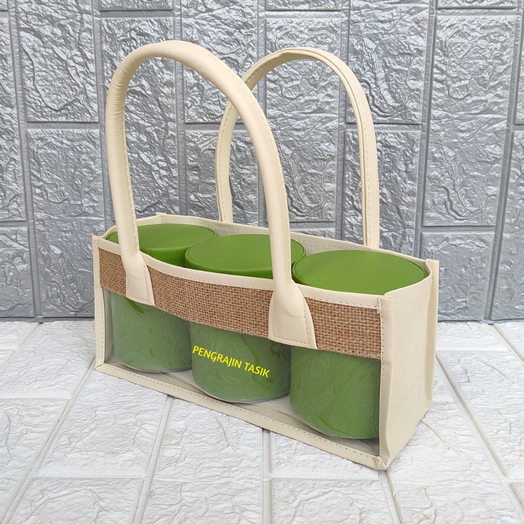 Jual Tas Parcel Mika Untuk 3 Toples Model Panjang Tas Hampers Goni ...