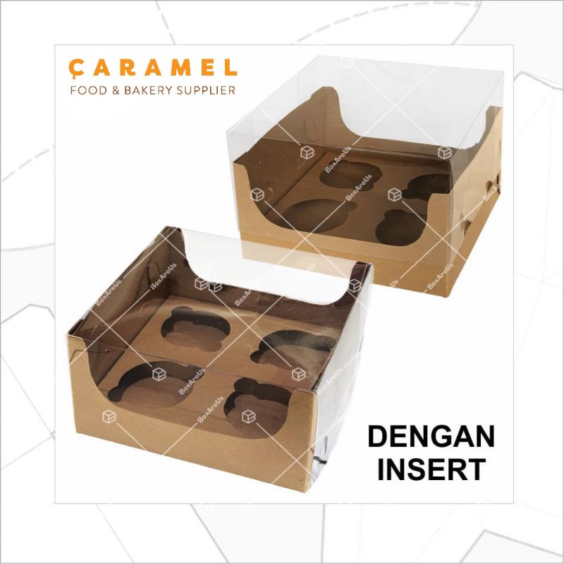 Jual Box Cupcake Brown + Insert isi 4 - Dus Cupcake Mika- Box ...