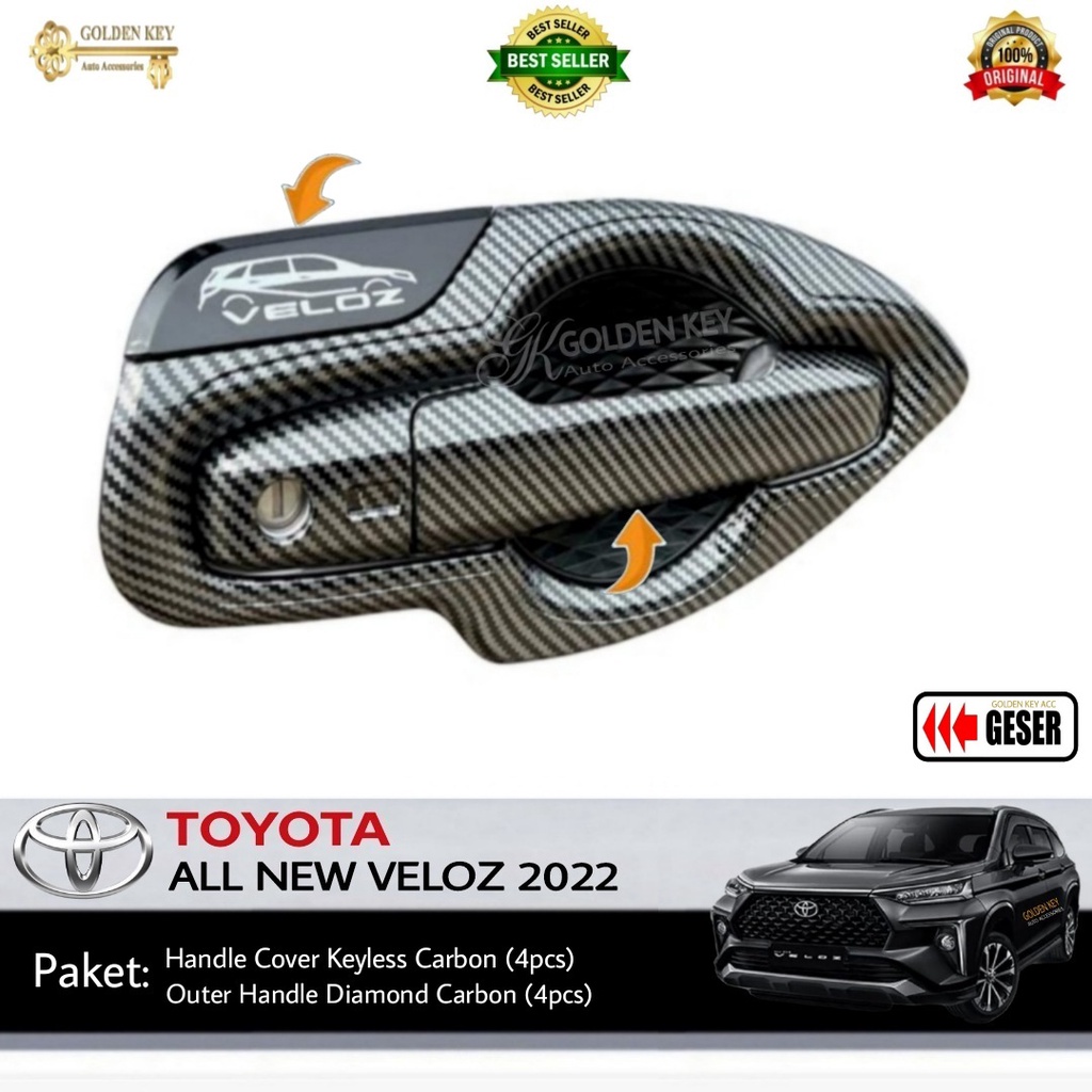 Jual PAKET All New Veloz 2022 Cover Handle Keyless + Outer Handle Diamond Carbon | Shopee Indonesia
