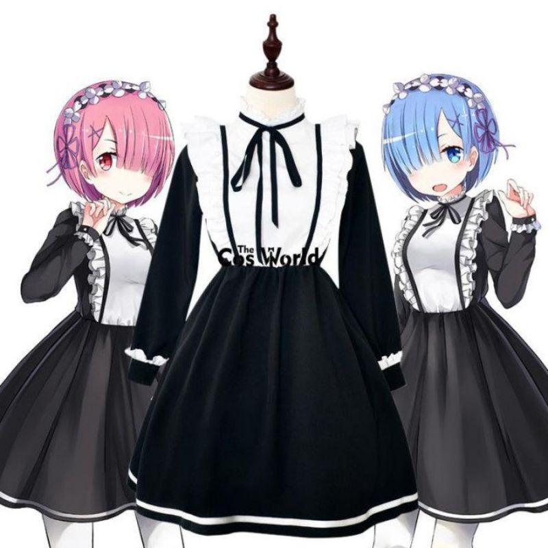 Jual RE:Zero Ram Rem maid apron ver cosplay costum | Shopee Indonesia