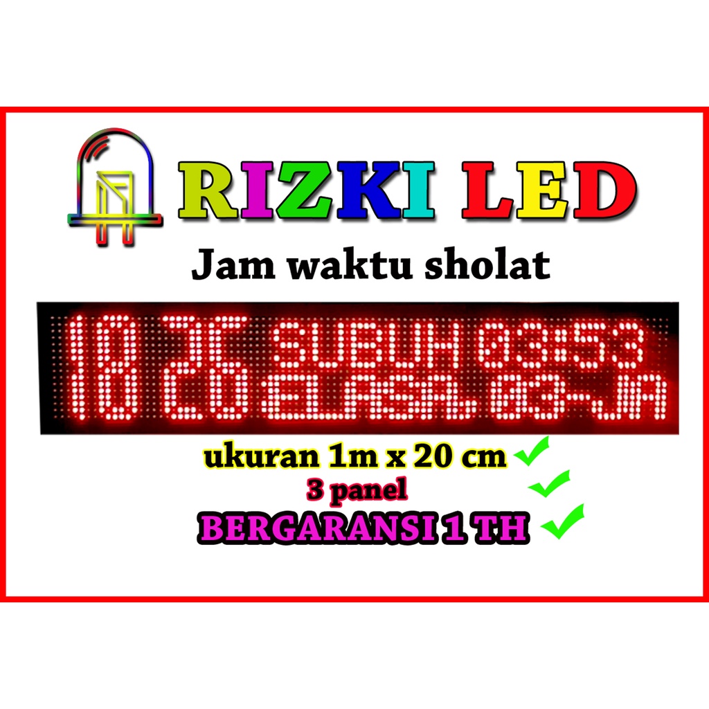 Jual Jam digital sholat masjid musholla otomatis 100cm x 20 cm | Shopee ...