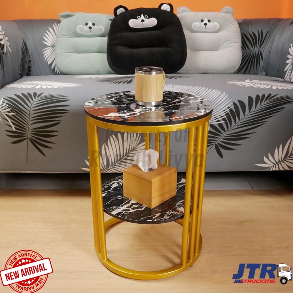 Jual Meja Sudut Bulat Minimalis Coffee Table Kayu Kaki Besi - Vicka End ...