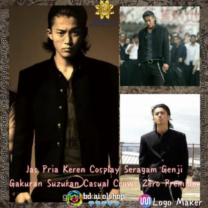 Jual JAS PRIA COSPLAY SERAGAM GENJI N SERIZAWA GAKURAN SUZURAN CROWS ...