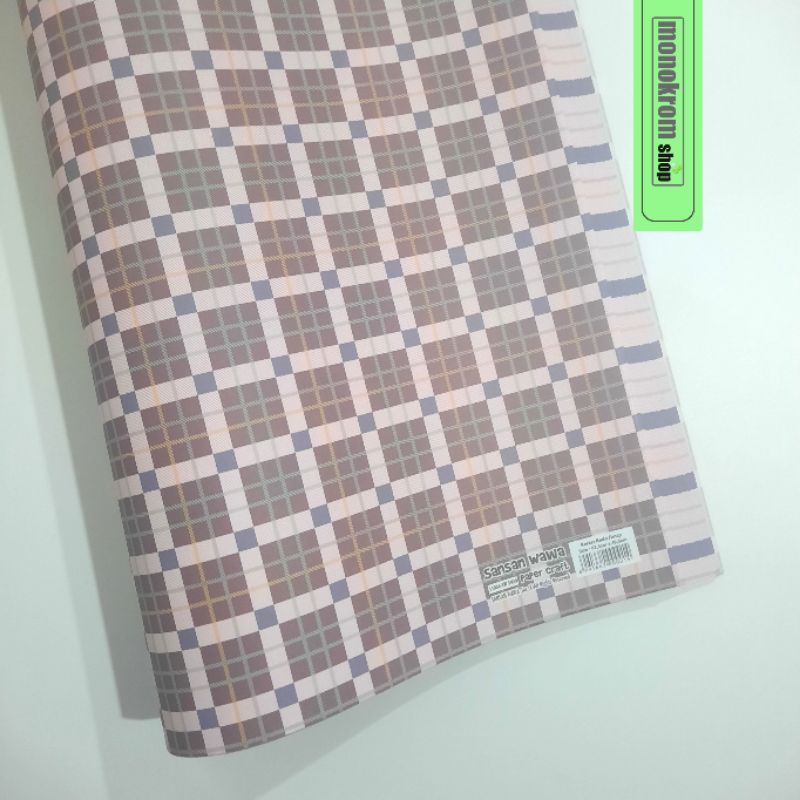 Jual Kertas Kado Sansan Wawa Motif Pattern Kotak Kotak Coklat ...