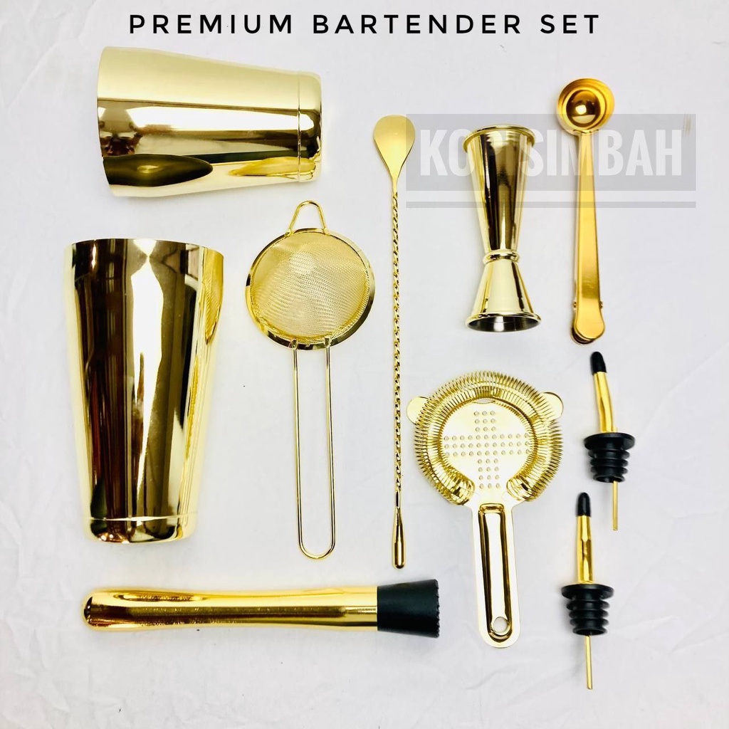 Jual Premium Bartender Set Stainless Steel 8 in 1 Paket Bar Shaker Alat ...