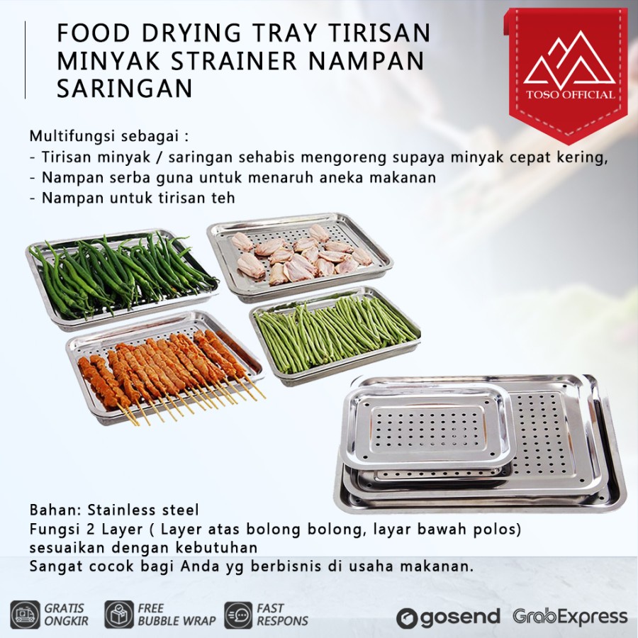 Jual NAMPAN STAINLESS FOOD DRYING TRAY TIRISAN MINYAK OIL STRAINER ...