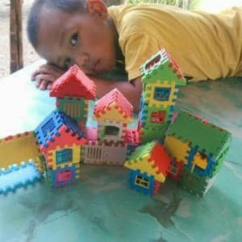 Jual Mainan Funny Block Brick Susun Bentuk Rumah - Building Block Rumah ...