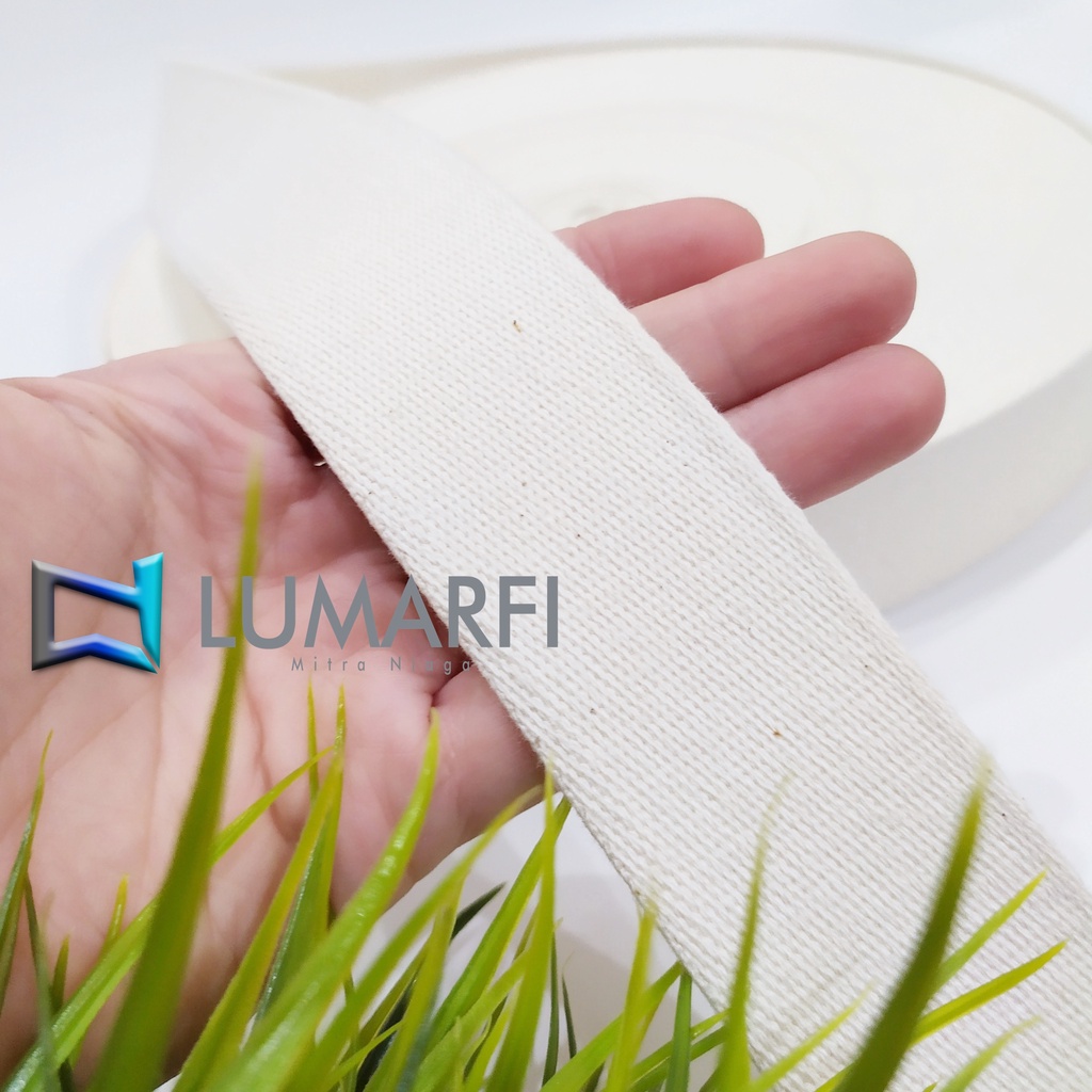 Jual Tali Webbing Cotton Tali Bisban Cotton Tas 2,5 cm dan 3,8 cm Putih ...