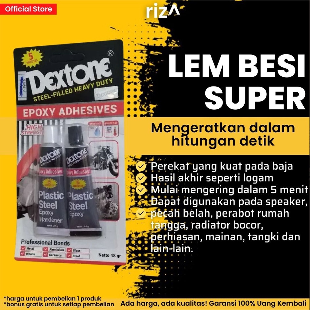 Jual Lem Besi Super Kuat Dextone Anti Panas Instant Glue Super Epoxy ...