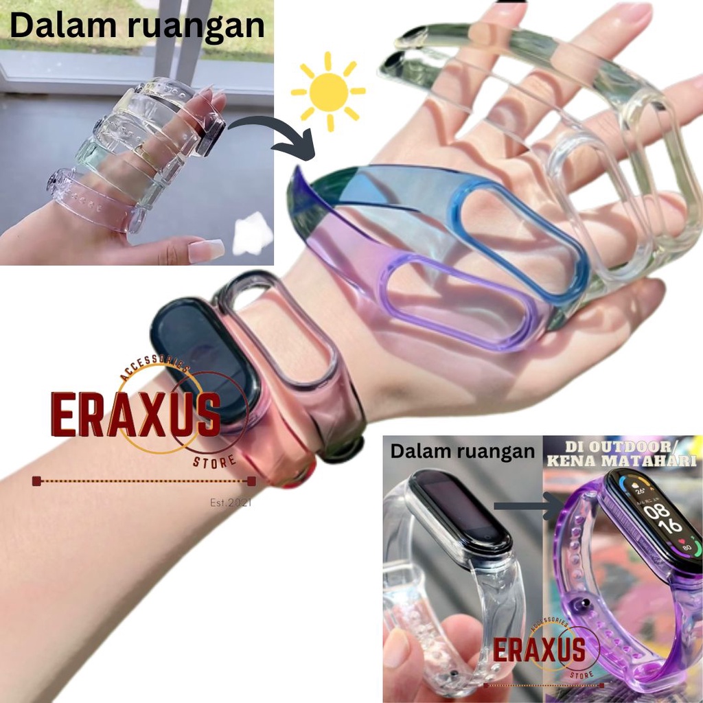 Jual Eraxus Gelang Tali Strap Xiaomi Mi Band 3 4 5 6 7 Transparan Bunglon Change Color Glacier ...