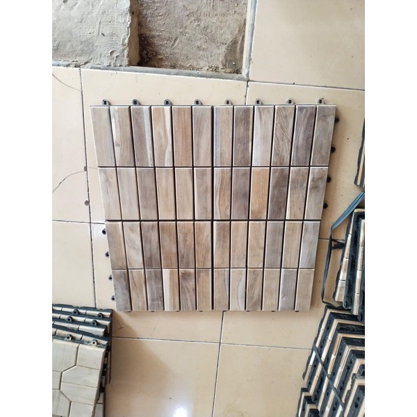 Jual READY!!! LANTAI KAYU JATI MOTIF LURUS KECIL | Shopee Indonesia