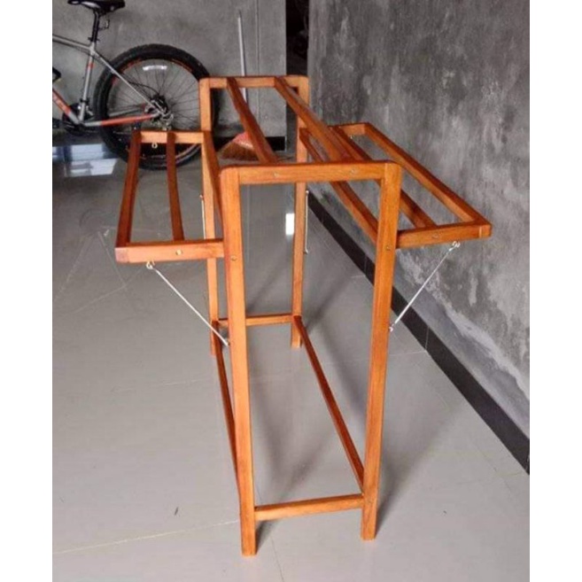 Jual Jemuran Handuk dengan rak kayu jati aesthetic | Shopee Indonesia