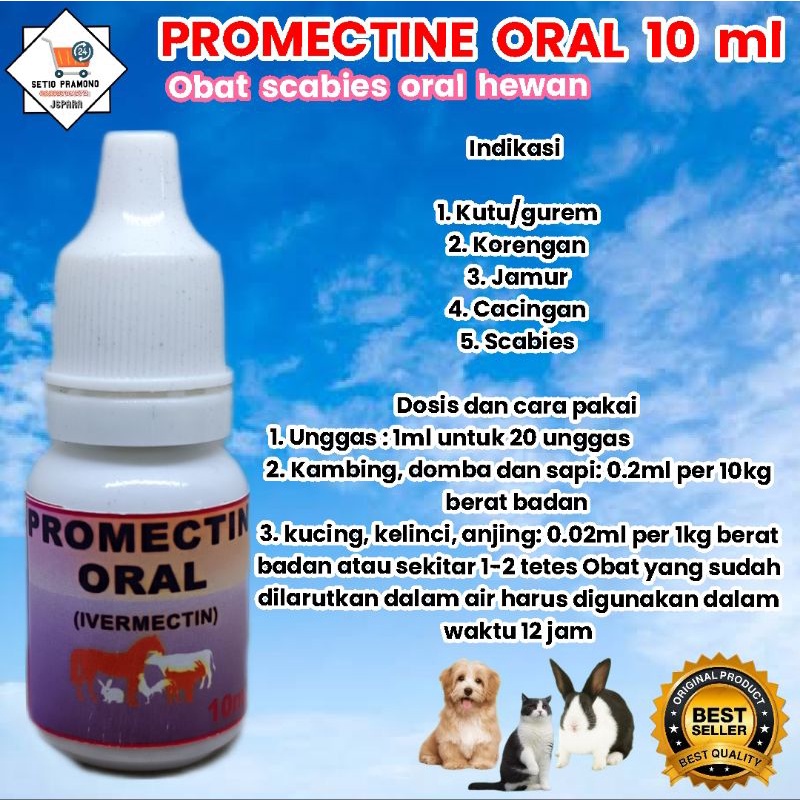 Jual obat scabies oral promectin oral 10 ml mirip kepromec | Shopee ...