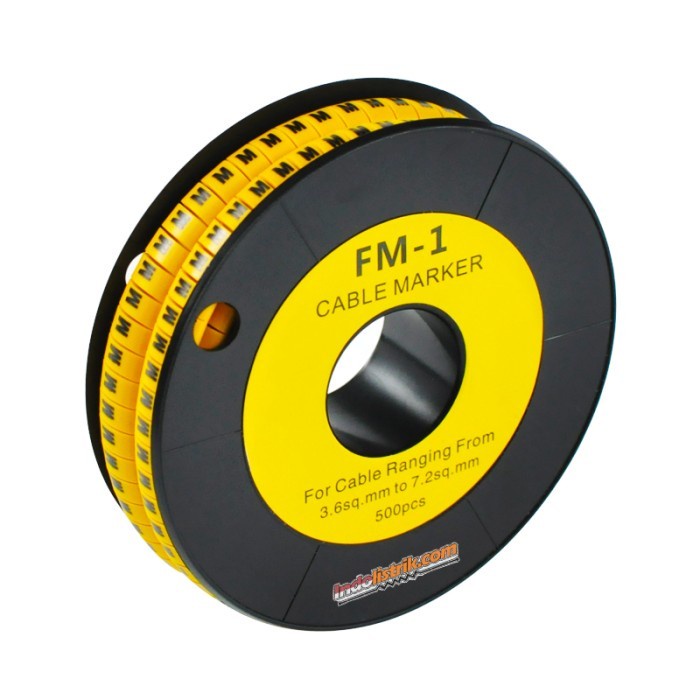 Jual Kabel Marker Huruf M Label Marker Cable FM 1 Kuning Nintoku ...