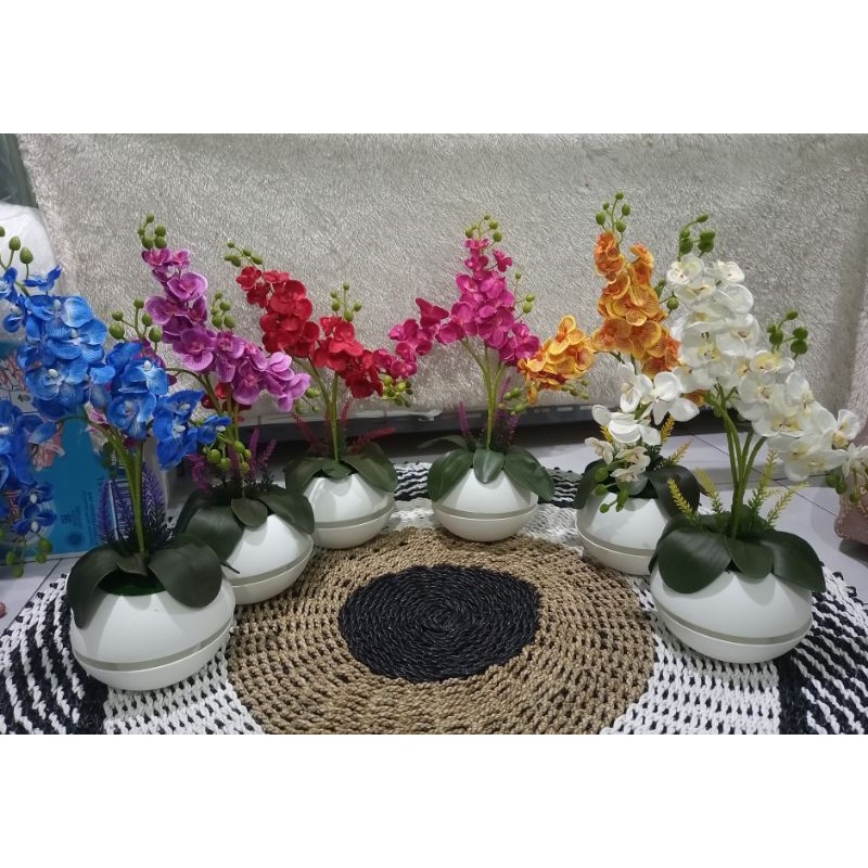 Jual anggrek set pot bulat c4 bunga artificial anggrek plastik | Shopee ...