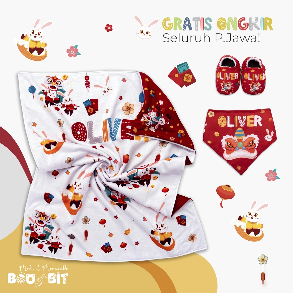 Jual Selimut Bayi Custom Nama | Boo and Bit | Double Fleece Blanket ...