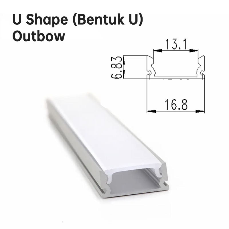 Jual Cover Lampu Aluminium Kap Led Strip 1m / 100 cm Tapeguard Led ...