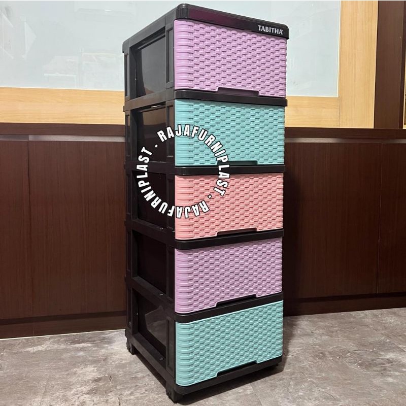 Jual Rak Plastik Laci Plastik Lemari Plastik Motif Rotan Susun 5 ...