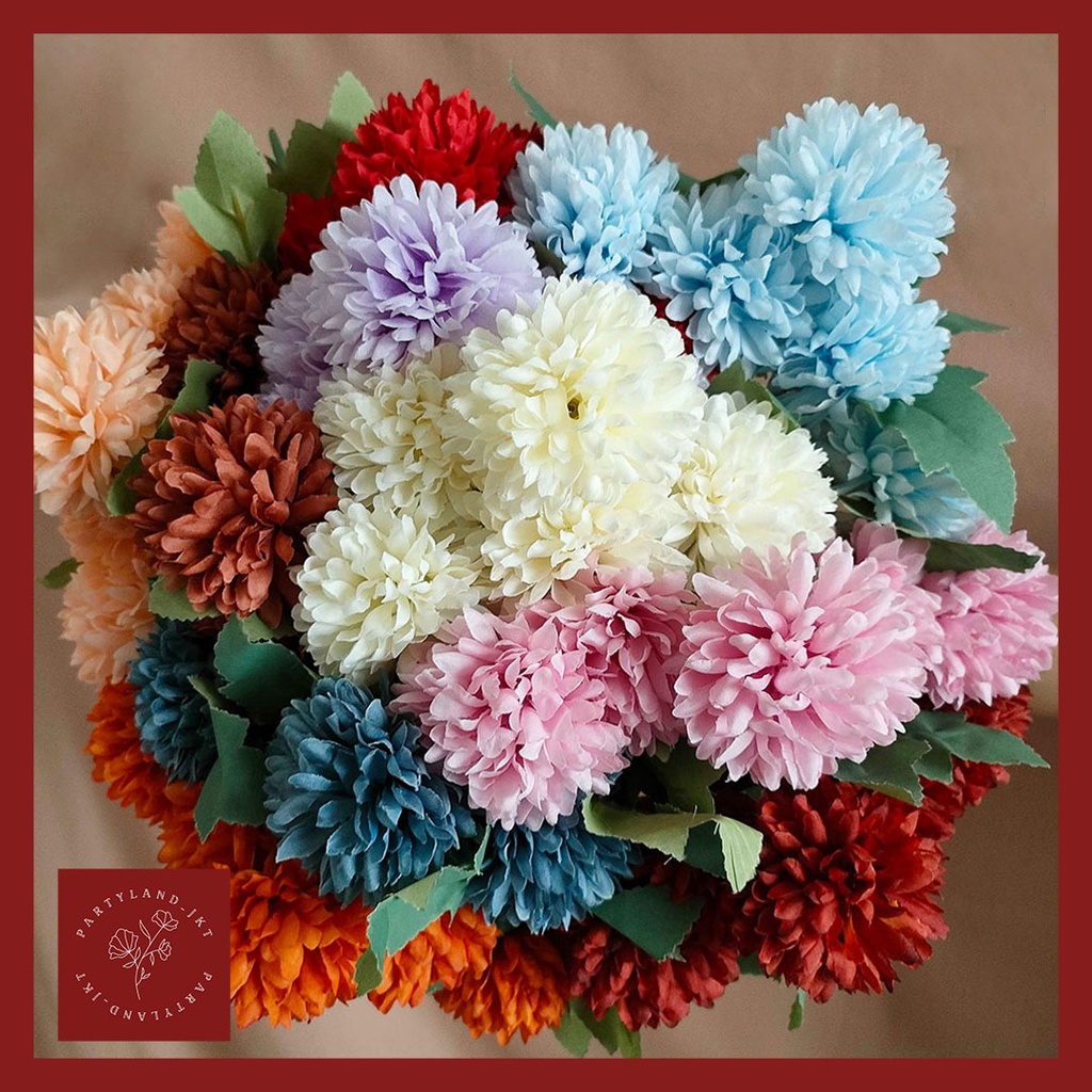Jual Artificial Flower Pompom Mum Dandelion Premium Bunga Palstik Bunga ...