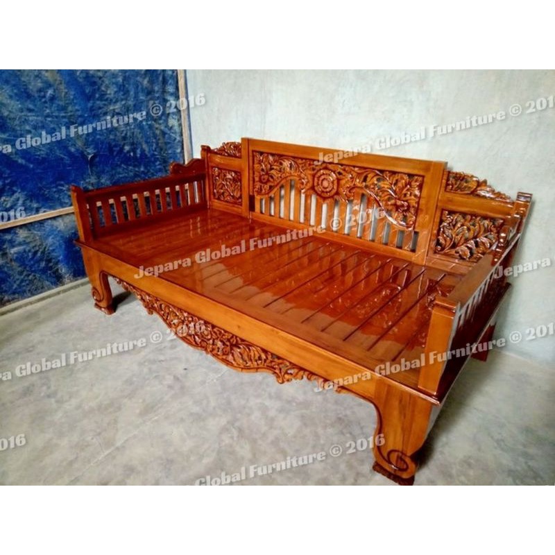 Jual bangku bale bale ukir jati daybed rahwana 100cm ( bangku jati ...