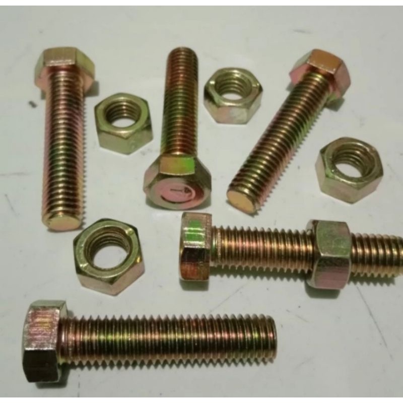 Jual BAUT MUR KUNING HEX BMK M8 X 35MM ( KUNCI 12 ) | Shopee Indonesia