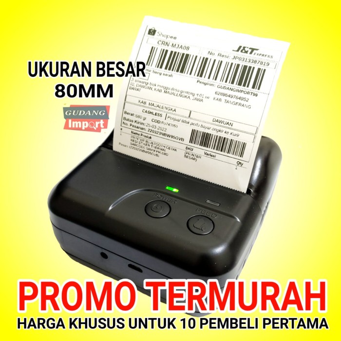 Jual Term Printer Thermal Bluettoth 80Mm Cetak Resi Pengiriman Struk Kasir | Shopee Indonesia