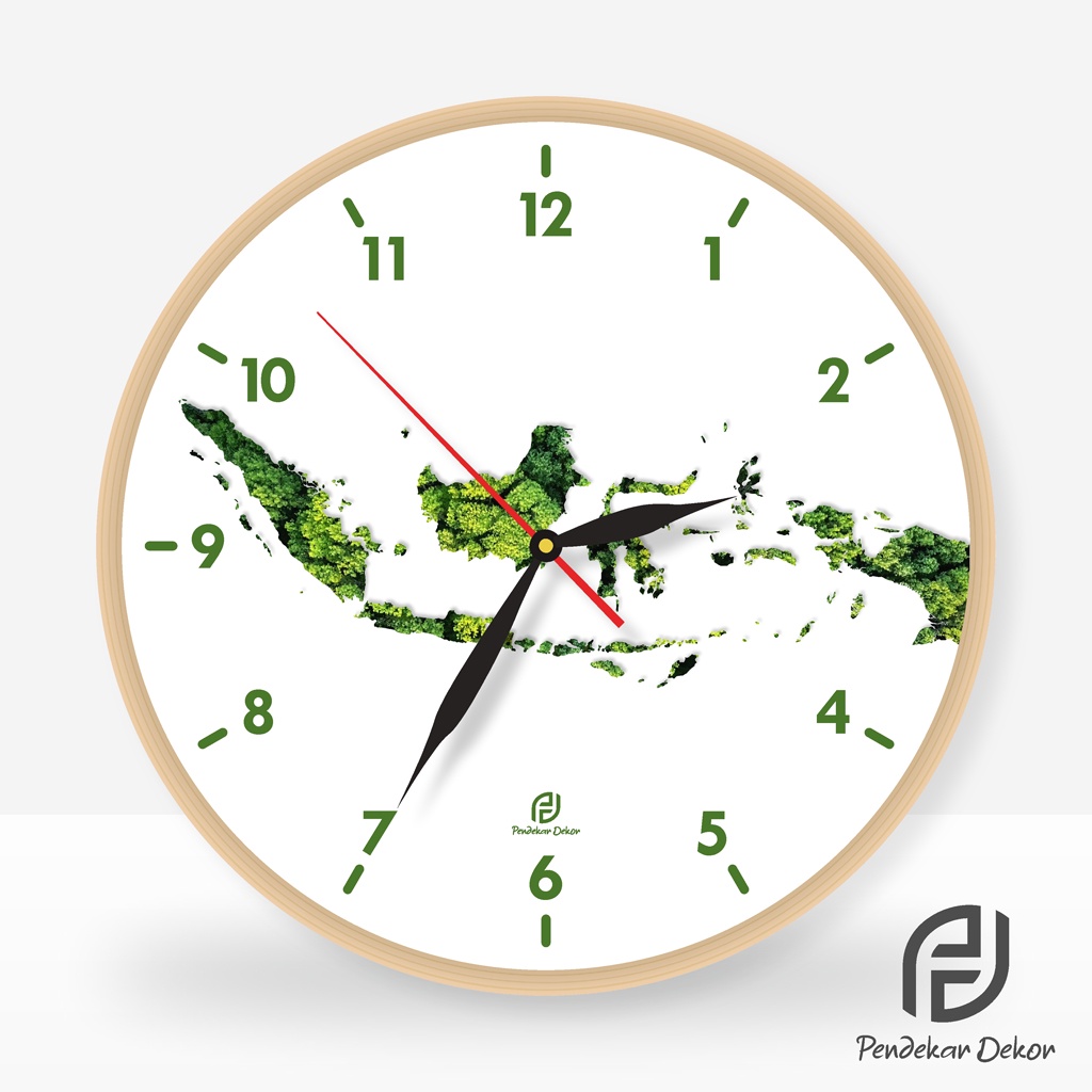 Jual JAM DINDING PETA INDONESIA ESTETIK UNIK WALL CLOCK KAYU DEKORASI ...