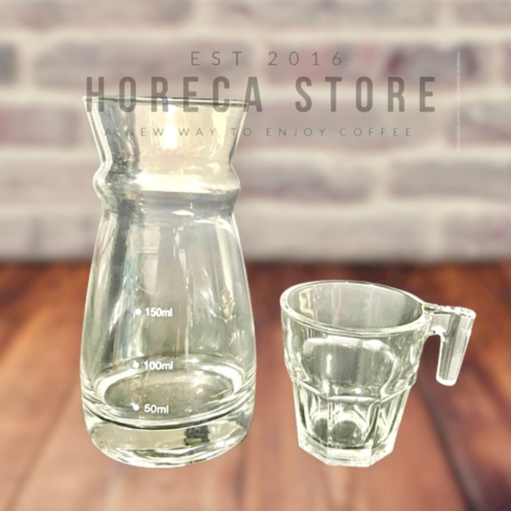 Jual Paket Gelas Saji Kopi V60 Carafe Acroroc 280ml Gelas Kaca Kecil ...