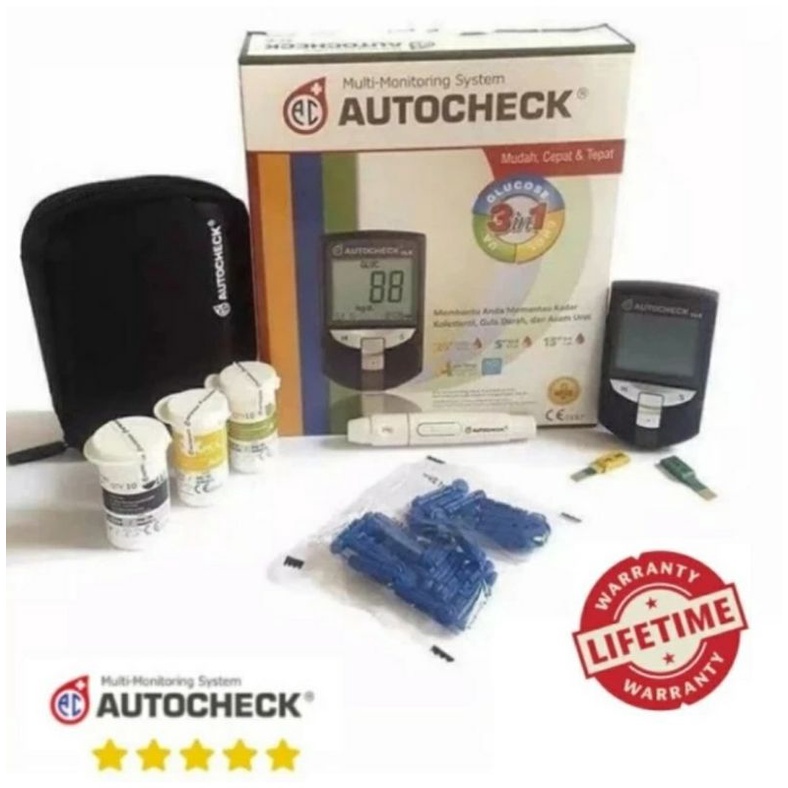 Jual Autocheck gcu 3 in 1 auto check gcu 3in1 periksa gula darah asam ...