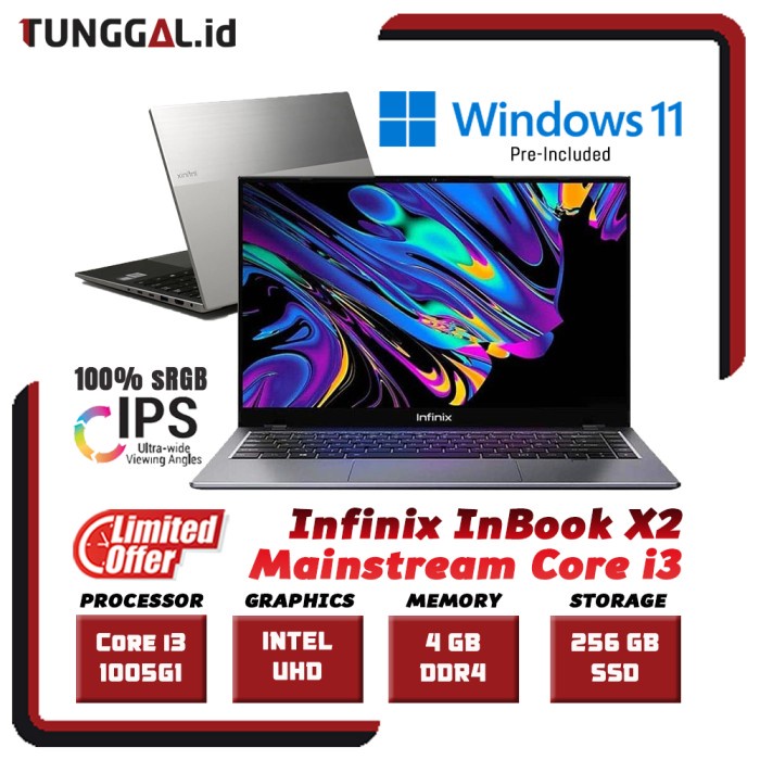 Jual Laptop Infinix Inbook X2 Core i3-1005G1 4GB 256GB SSD 14-inch IPS ...