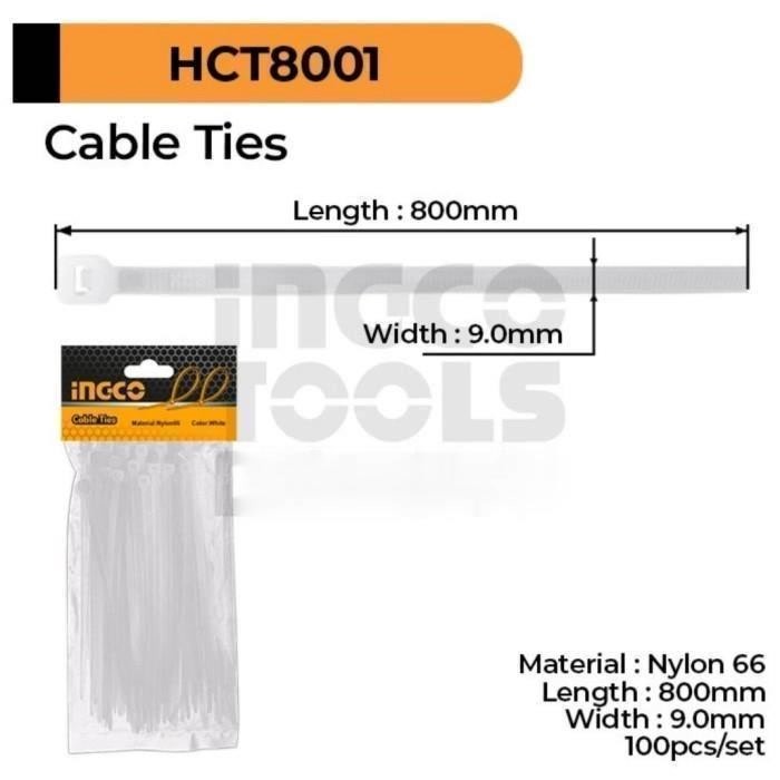 Jual Ingco HCT8001 Kabel Ties 100 Pcs Cable Tis 80cm Putih Nylon 80 cm ...