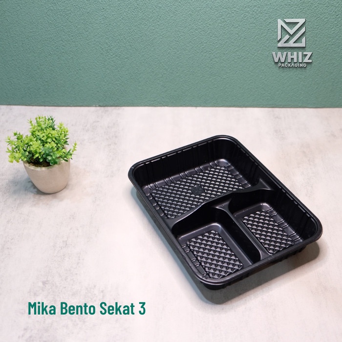 Jual MIKA BENTO SEKAT 3 / TRAY BENTO / BOX BENTO / KOTAK BENTO 50 PCS ...