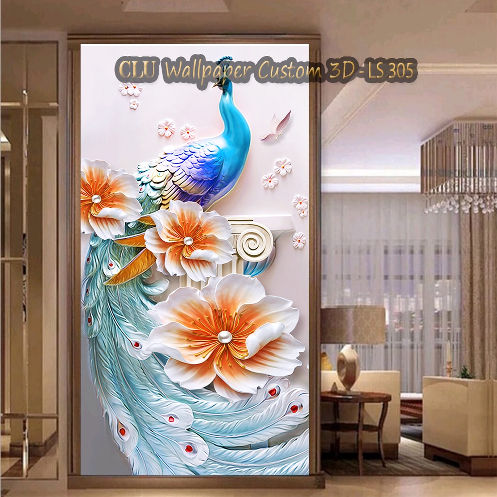 Jual Wallpaper 3D custom motif Burung Merak | Shopee Indonesia