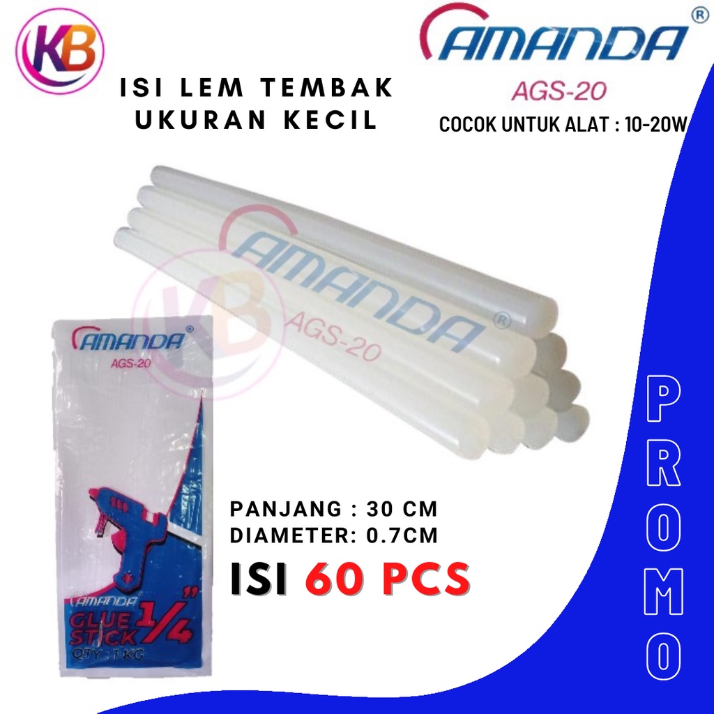 Jual (60 Pcs) Lem Bakar Amanda 1/4 - Lem Lilin Kecil Batangan - Refil ...