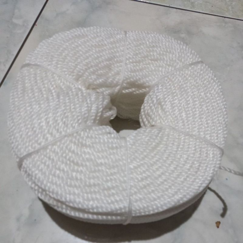 Jual 1 Meter Tali Tambang 3mm 4mm 5mm Hrg Per Meter Nylon Plastik Putih PE Nilon | Shopee Indonesia