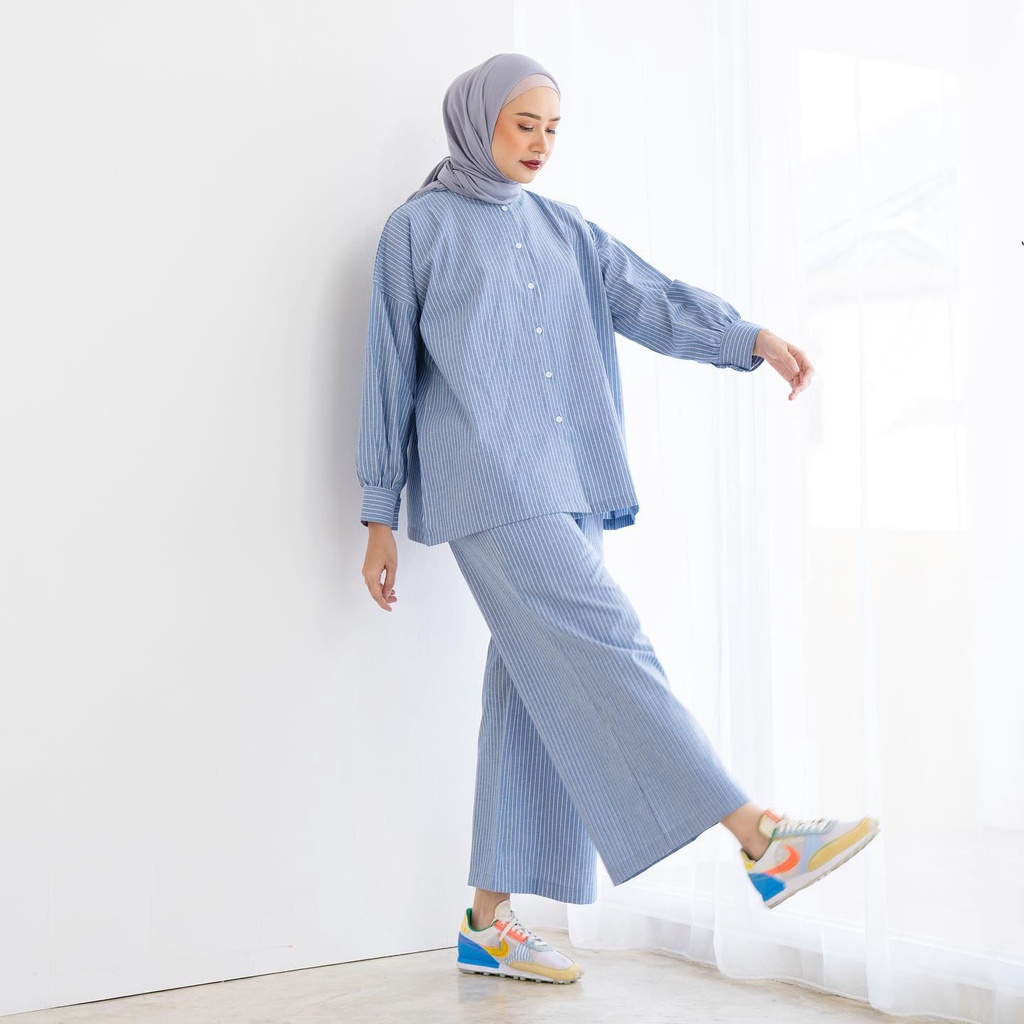 Jual KENTA STRIPES BLUE / SETELAN BAJU MUSLIMAH / SET BAJU MUSLIMAH ...