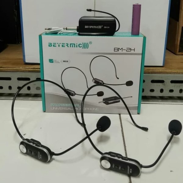 Jual Mic Wireless Beyermic BM2H BM 2H UHF isi 2 Headset Telinga Imam ...