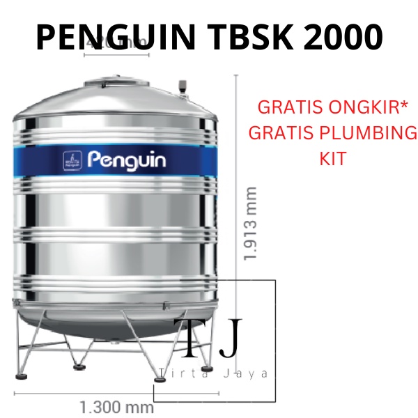 Jual PENGUIN TANDON AIR STAINLESS TBSK 2000 Liter Toren Air Tangki Air ...