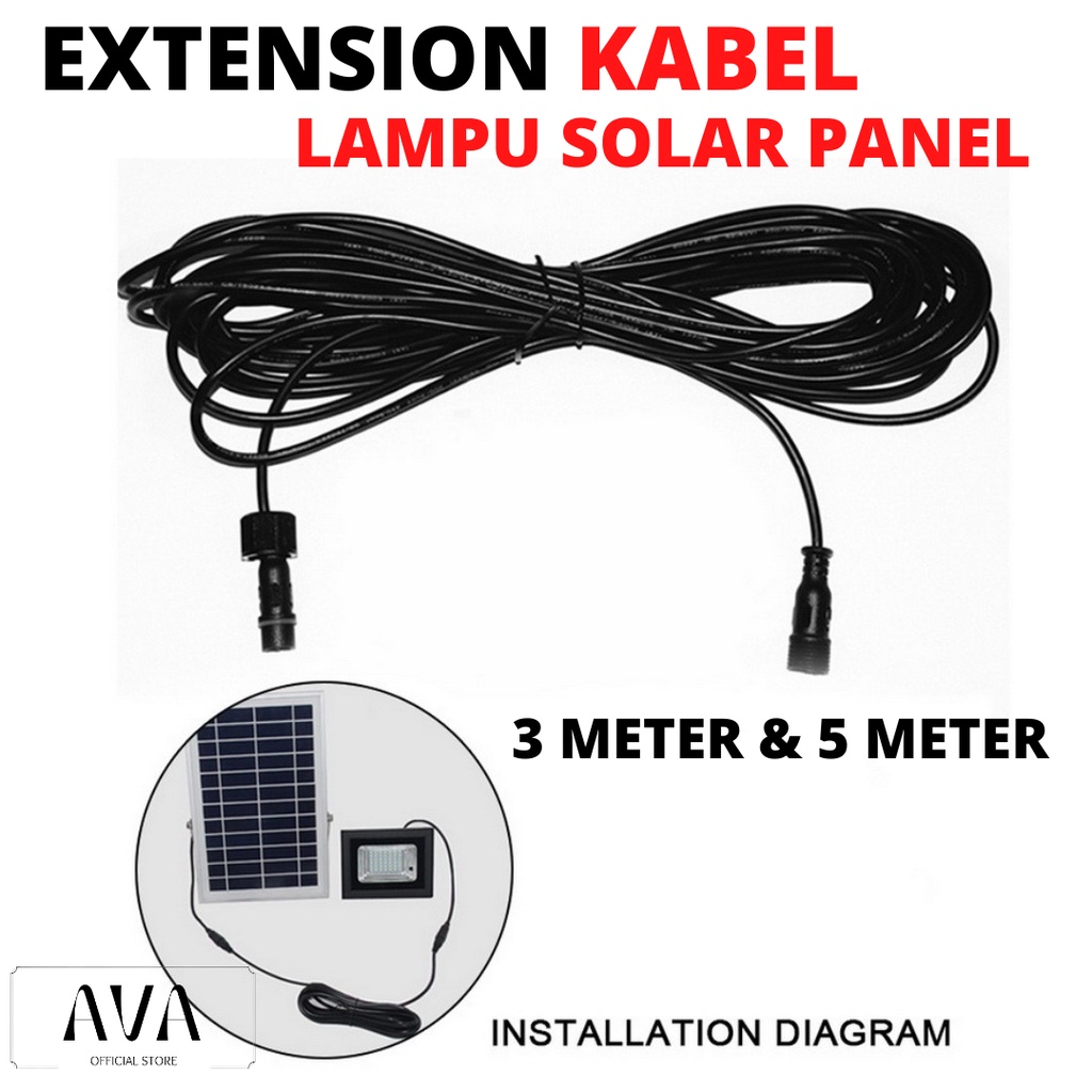Jual Kabel Extension 2 Pole Serabut 2x0,75 Untuk Lampu Sorot Solar Cell ...