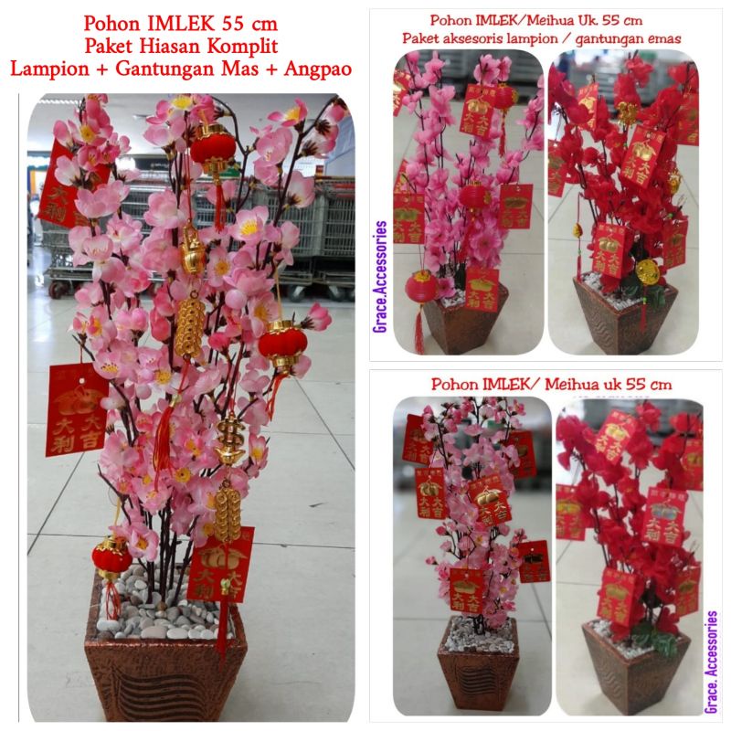 Jual Pohon imlek meihua sakura 55 cm 50 cm | Shopee Indonesia