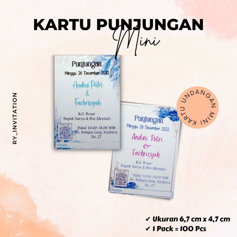 Jual Kartu Punjungan Mini isi 100 Pcs Kartu Undangan Mini Kopi Murah ...