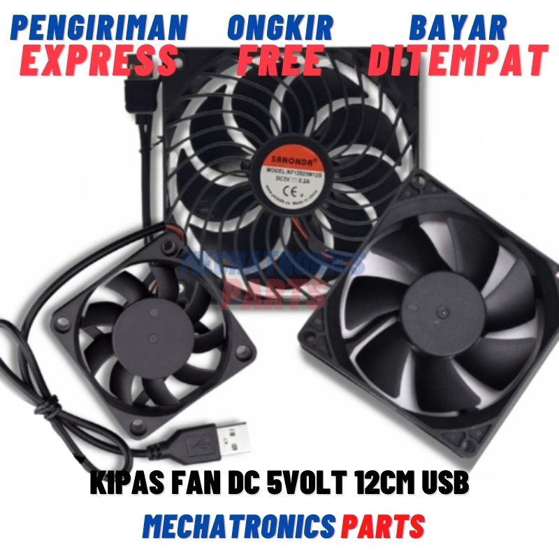 Jual Kipas Fan DC 5Volt 12cm USB Case PC Router STB | Shopee Indonesia