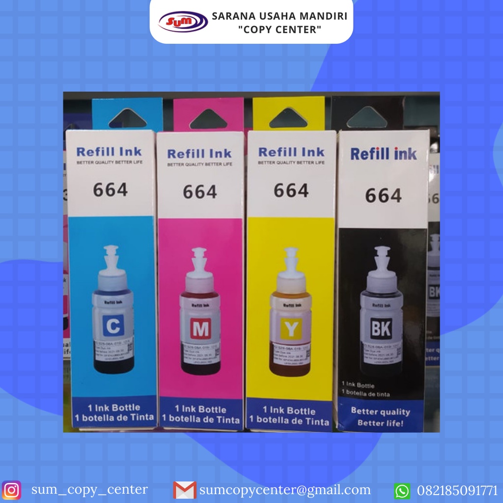 Jual Tinta Refill Ink 664 untuk Epson - Tinta Dye Epson L120 L210 L220 ...